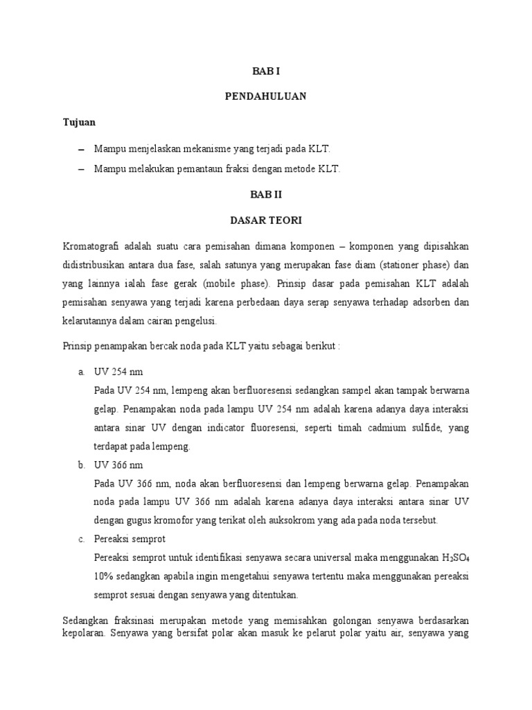Pemantauan Fraksi DG Metode KLT | PDF | Sains & Matematika | Teknologi & Rekayasa