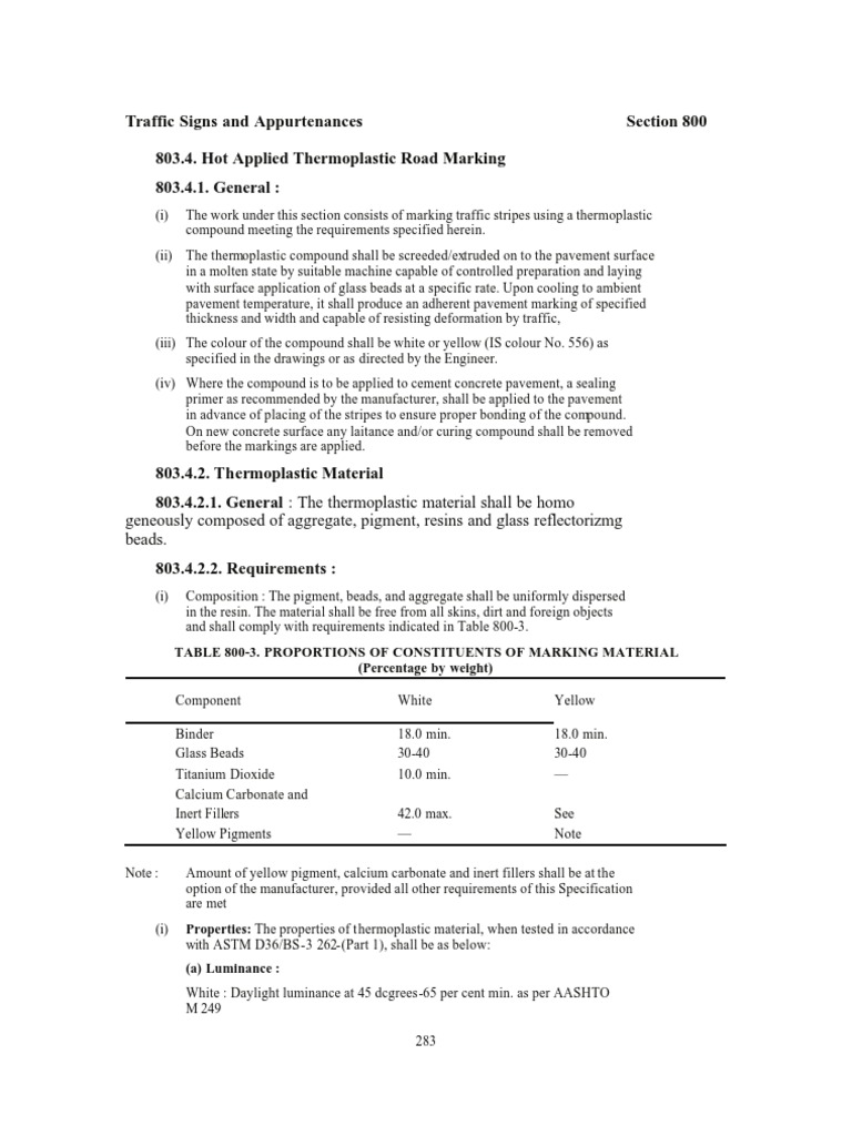 MORT&H Clause 803.4 | PDF | Road Surface | Thermoplastic