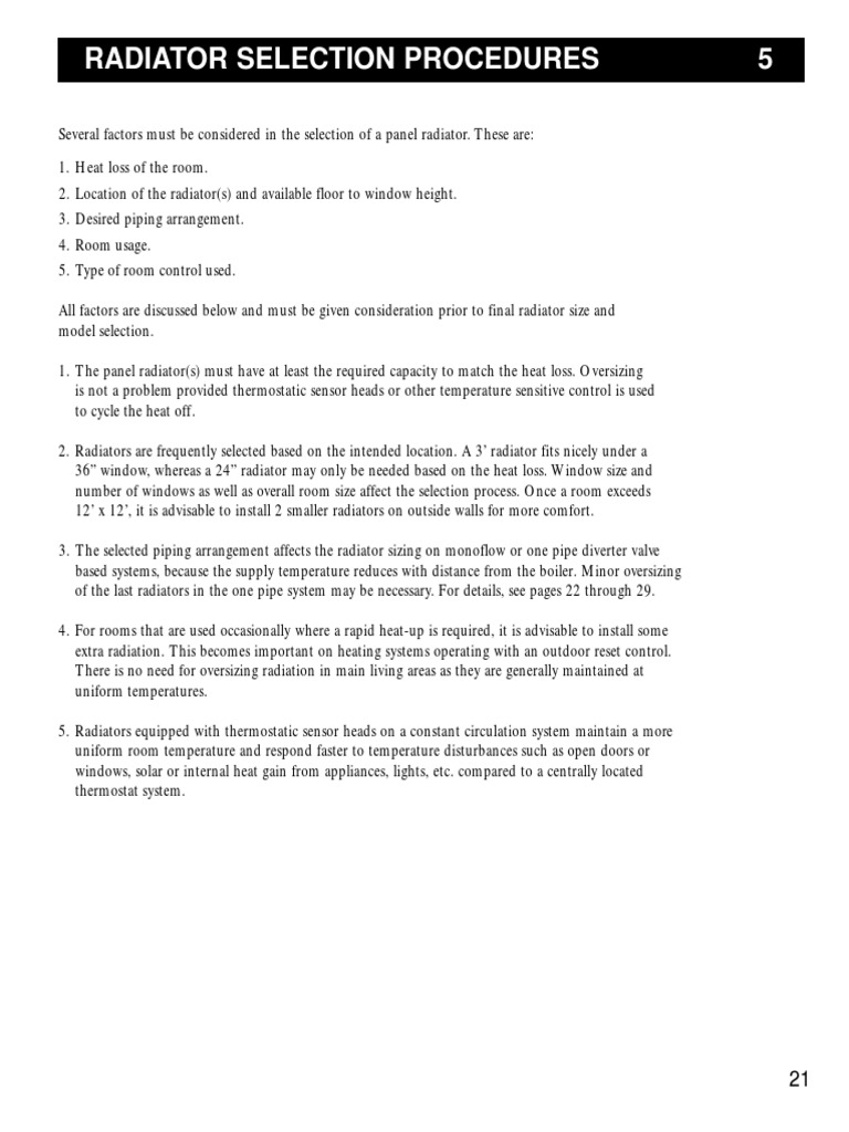 4 Radiator Output Ratings Radiator Selection Procedures 5: Model 33 ...