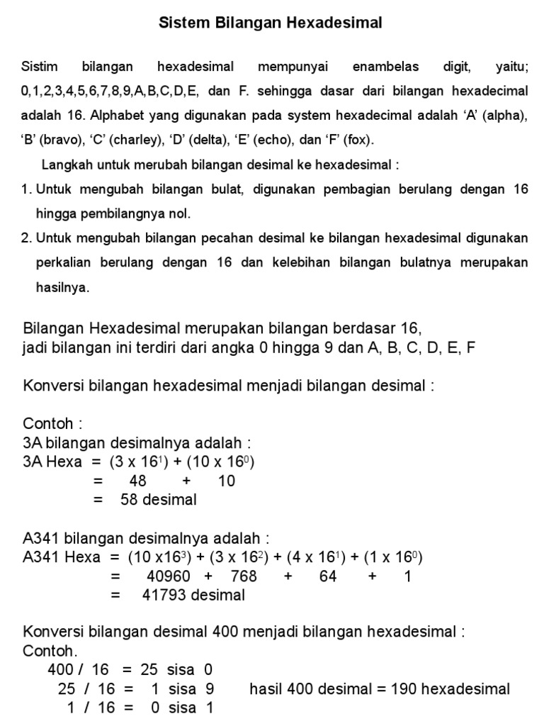 Konversi Bilangan: Hexa, Biner, Oktal | PDF