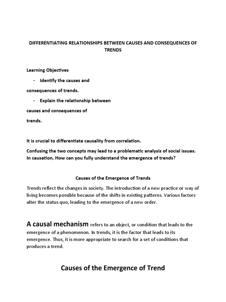 IDENTIFY CAUSES AND CONSEQUENCES OF TRENDS | PDF | Emergence | Causality