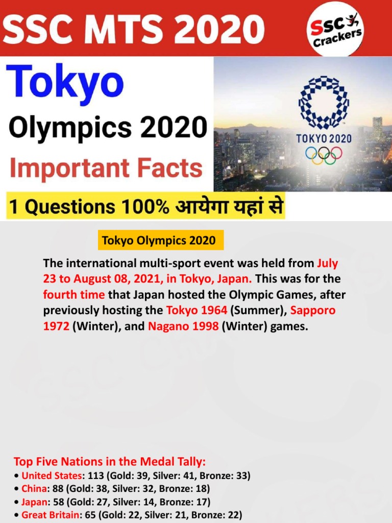 Tokyo Olympics Facts | PDF | Sports | Multi Sport Events