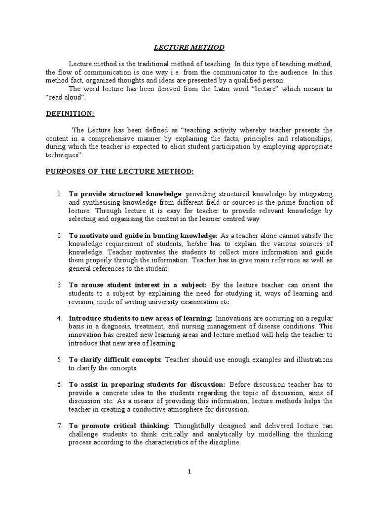 Lecture & Discussion | PDF | Lecture | Teachers
