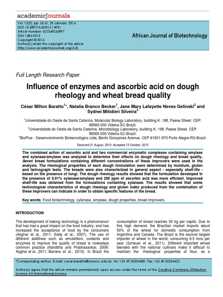 Acid Ascorbic - Xylanase - Amylase | PDF | Breads | Flour