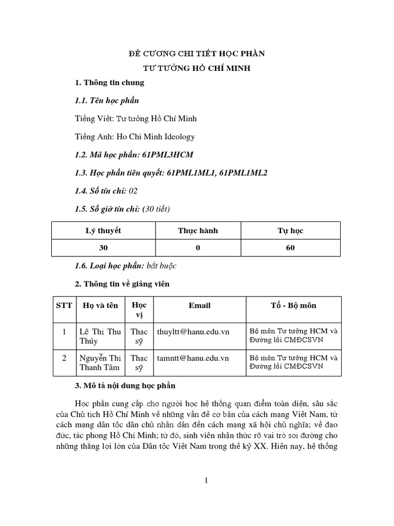 De Cuong Chi Tiet TTHCM | PDF
