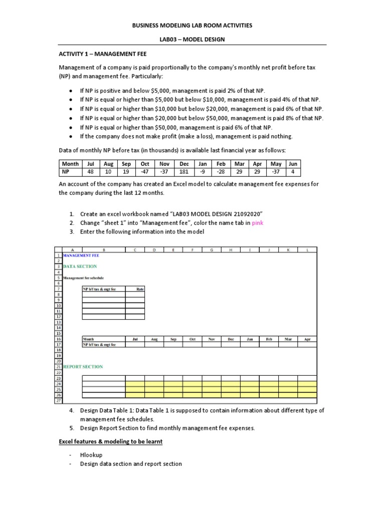 Business Modeling Lab Room Activities Lab03 - Model Design Activity 1 - Management Fee | PDF ...