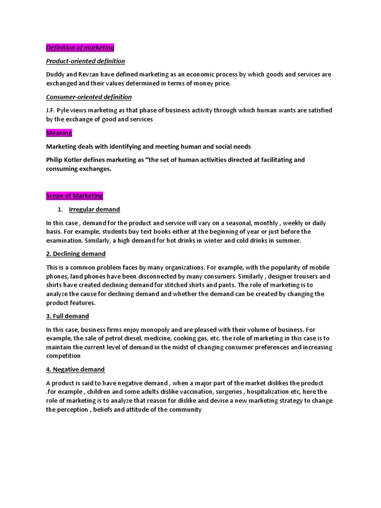 Overview of Marketing Management Concepts | PDF | Marketing | Market ...