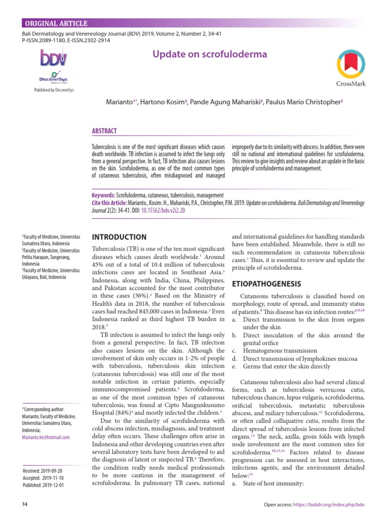 Update Skrofuloderma | PDF | Tuberculosis | Infection