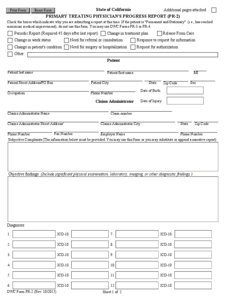 Patient: Print Form Reset Form | PDF | Physician | Patient