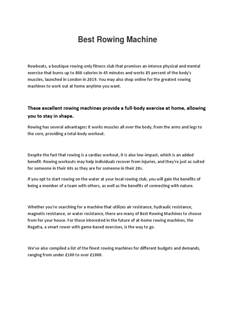Best Rowing Machine | PDF | Rowing (Sport) | Physical Fitness