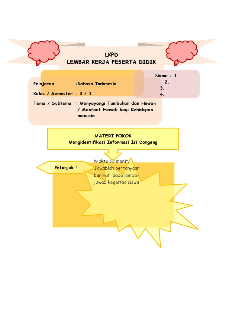 LKPD Kelas 3 Tema 2 Subtema 2 Pembelajaran 1 | PDF