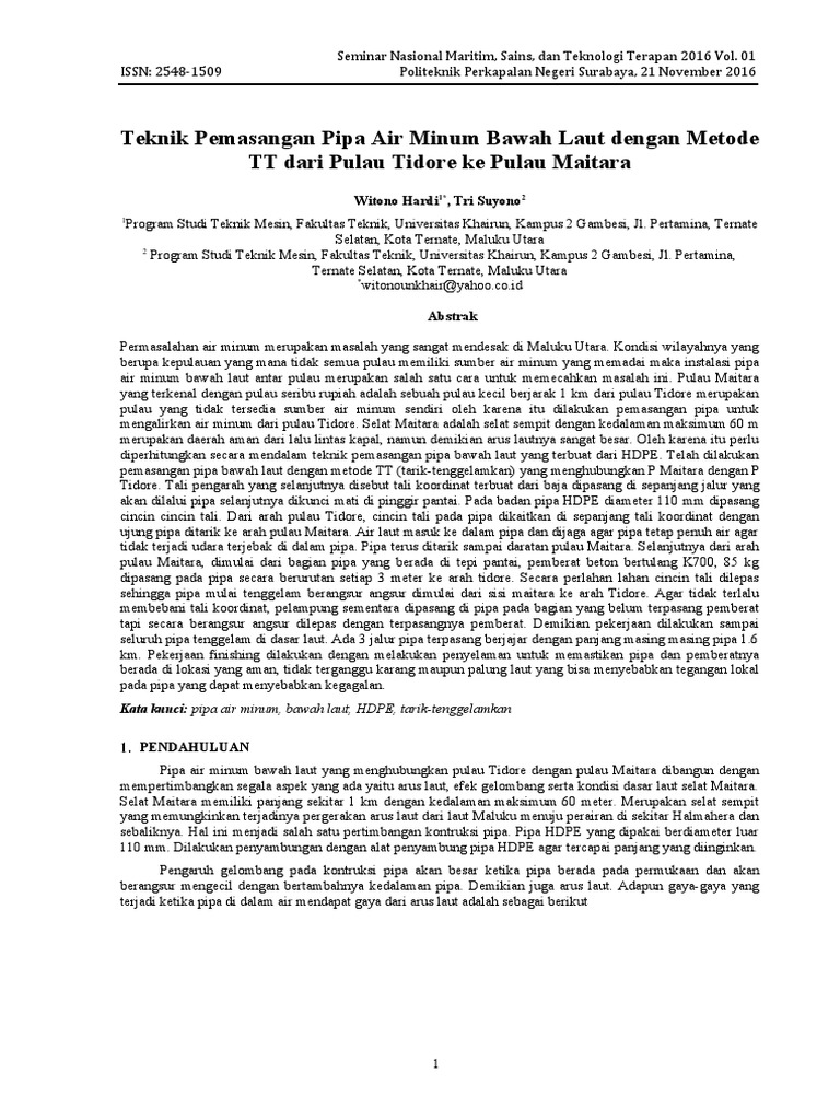 Pemasangan Pipa Bawah Laut Tidore-Maitara | PDF | Sains & Matematika