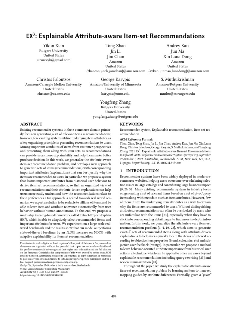 Explainable Attribute-Aware Item-Set Recommendations | PDF | Cognition ...