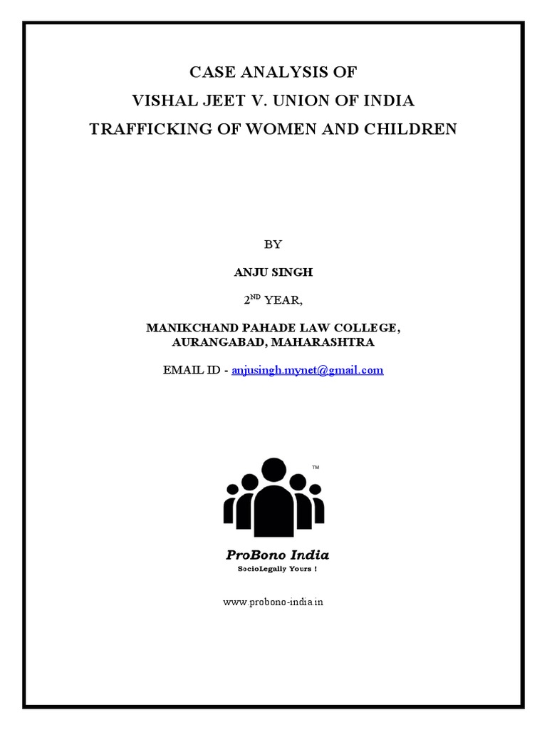 Case Analysis of Vishal Jeet V. Union of India Trafficking of Women and Children | PDF | Human ...