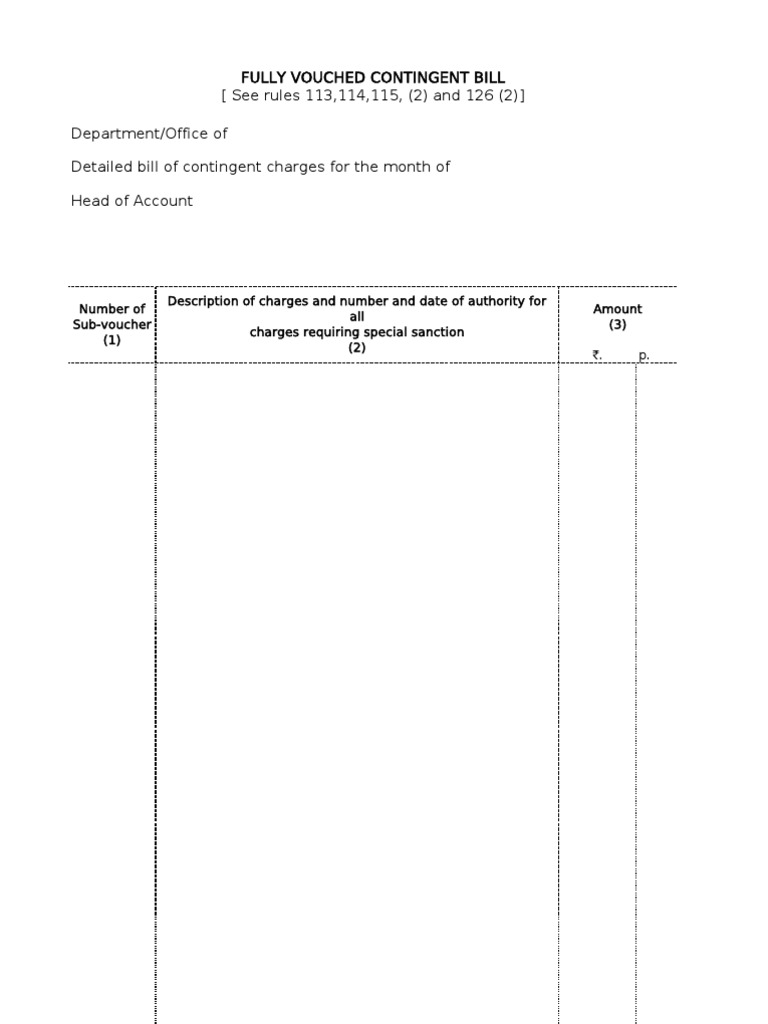 Contingent Bill | Voucher | Invoice