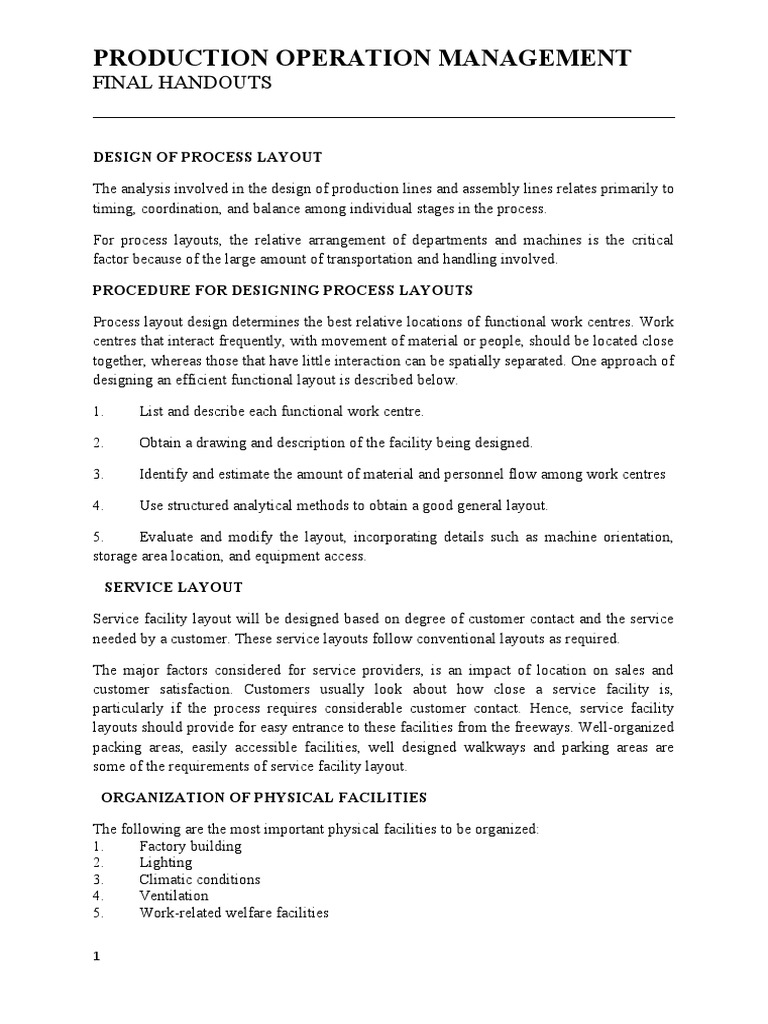 Production Operation Management: Final Handouts | PDF | Iso 9000 | Inventory