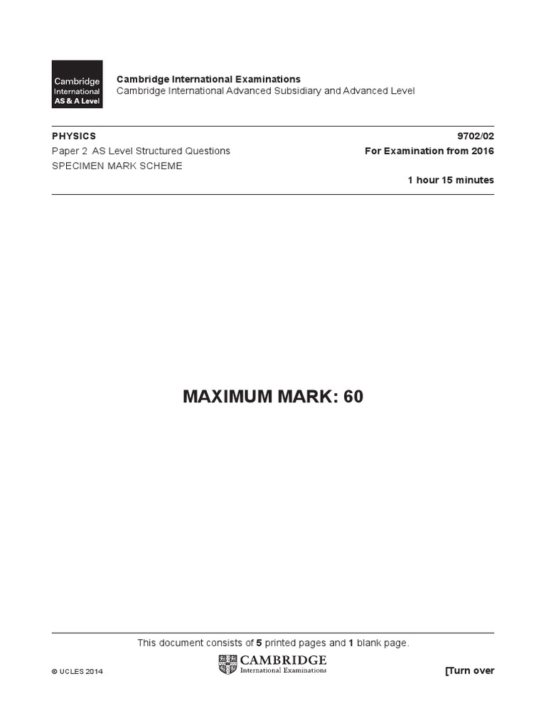 Maximum Mark: 60: Cambridge International Advanced Subsidiary and ...