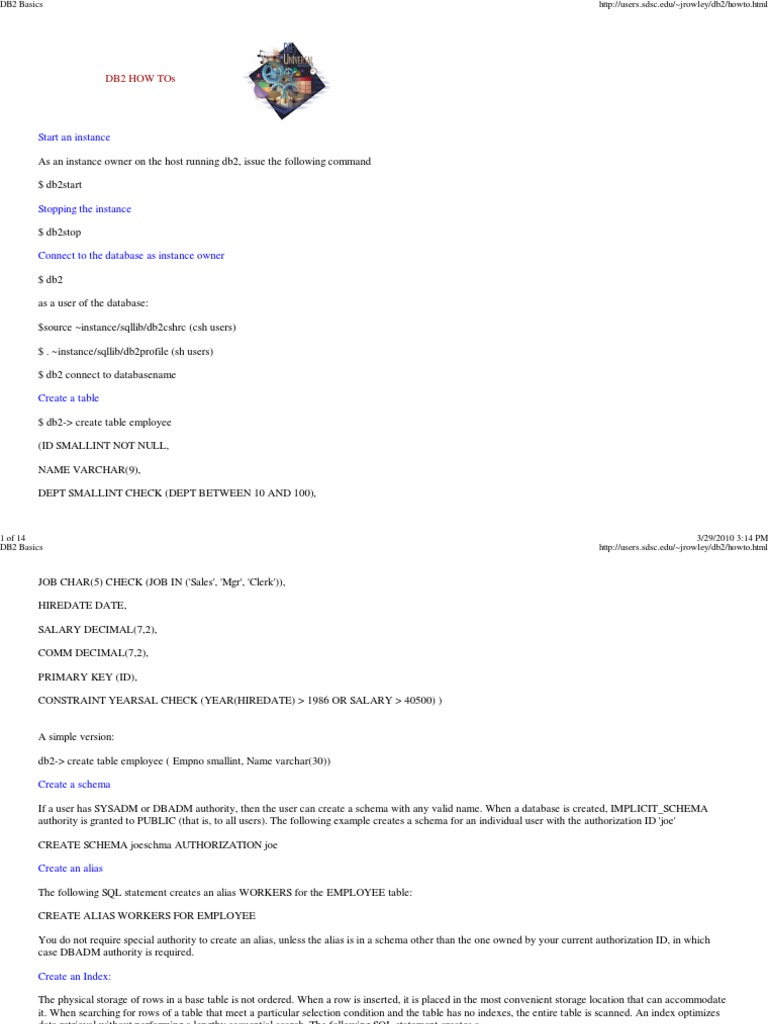 DB2 Basics | Download Free PDF | Database Index | Ibm Db2