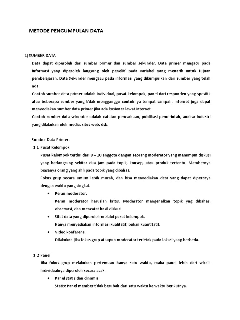 Metode Pengumpulan Data | PDF