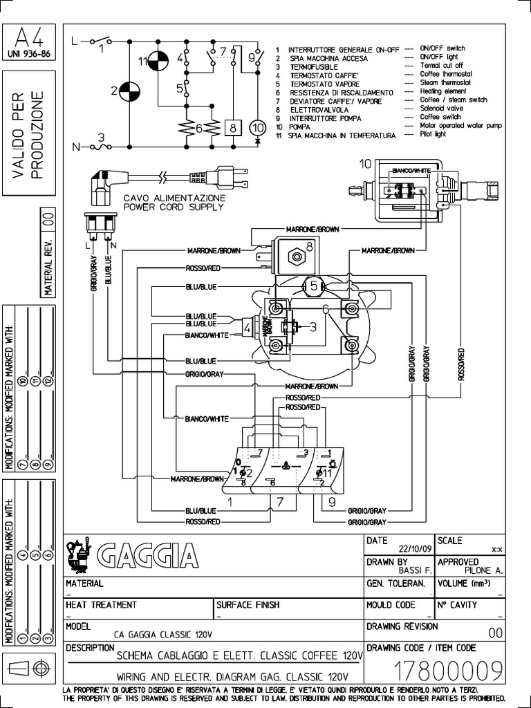 Gaggia Classic Wiring Diagram | PDF