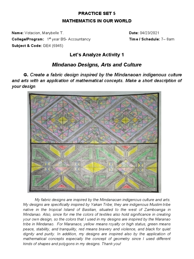 Mindanao Designs, Arts and Culture: Create A Fabric Design Inspired by ...