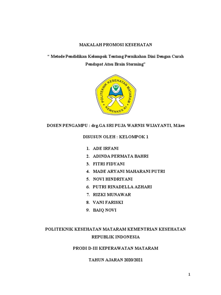 Makalah Promkes Brainstorming | PDF | Karier & Perkembangan