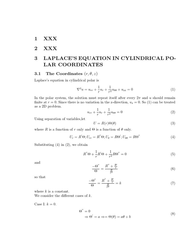 Solving Laplace's Equation in Cylindrical Polar Coordinates and its ...
