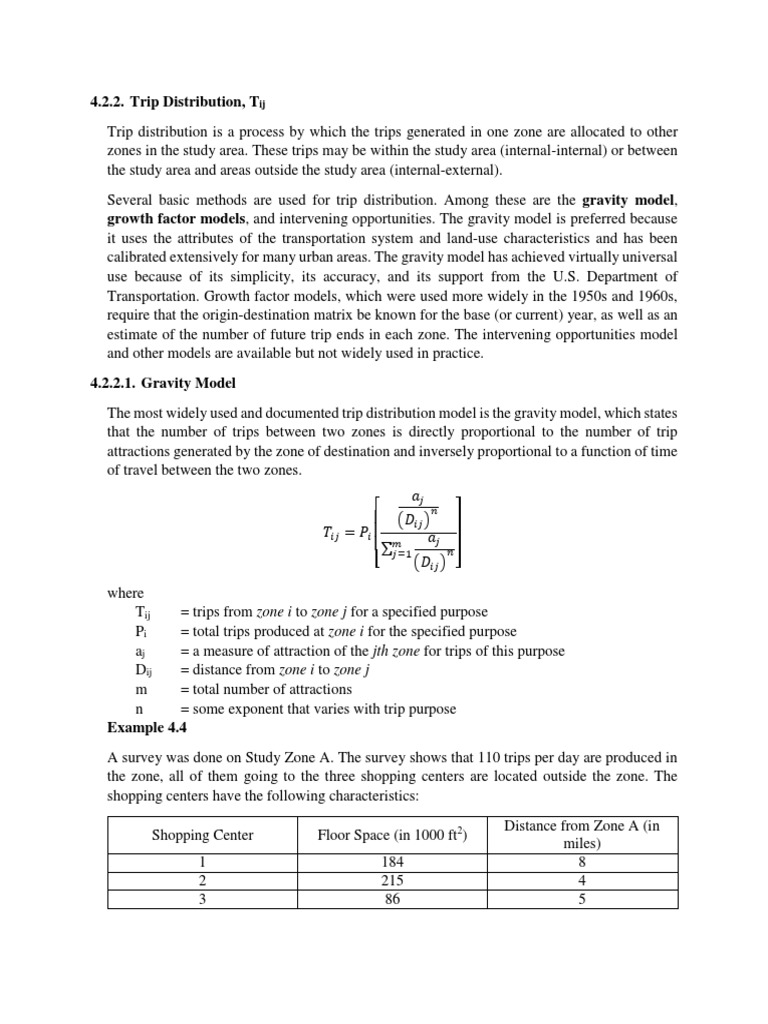 Gravity Model for Trip Distribution | PDF | Applied Mathematics ...