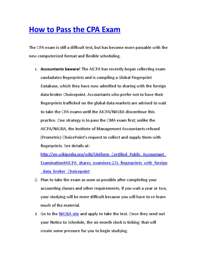 How To Pass The CPA Exam | PDF | Qualifications | Uniform Certified ...
