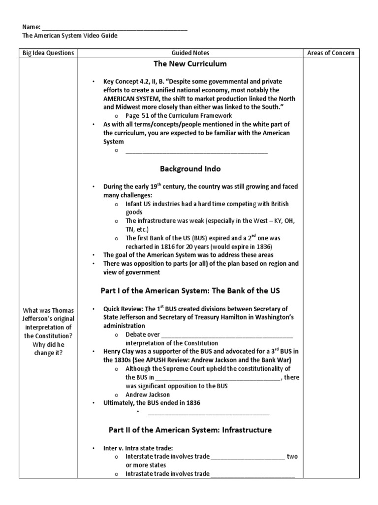 Overview of Henry Clay's American System | PDF | The United States ...