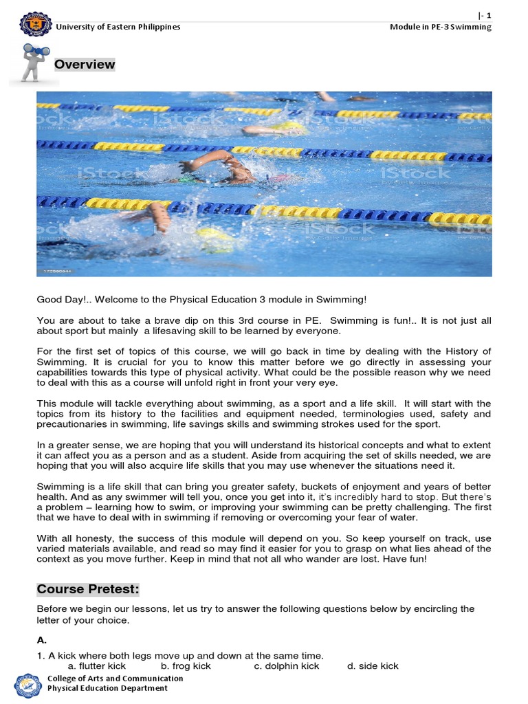 Module 1 in Swimming | PDF | Swimming (Sport) | Swimming