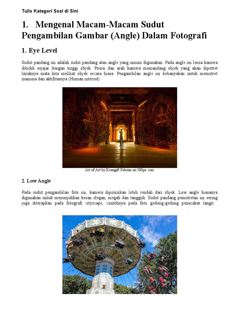 Mengenal Macam-Macam Sudut Pengambilan Gambar (Angle) Dalam Fotografi ...