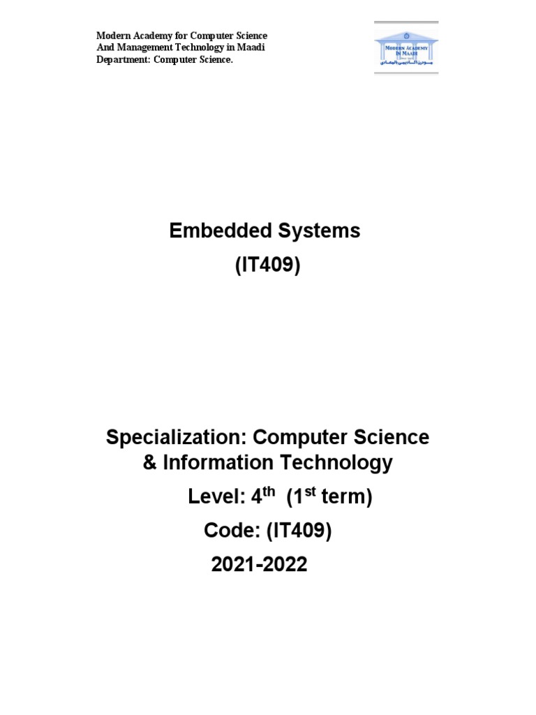 Embedded Systems (IT409) | PDF | Embedded System | Microcontroller
