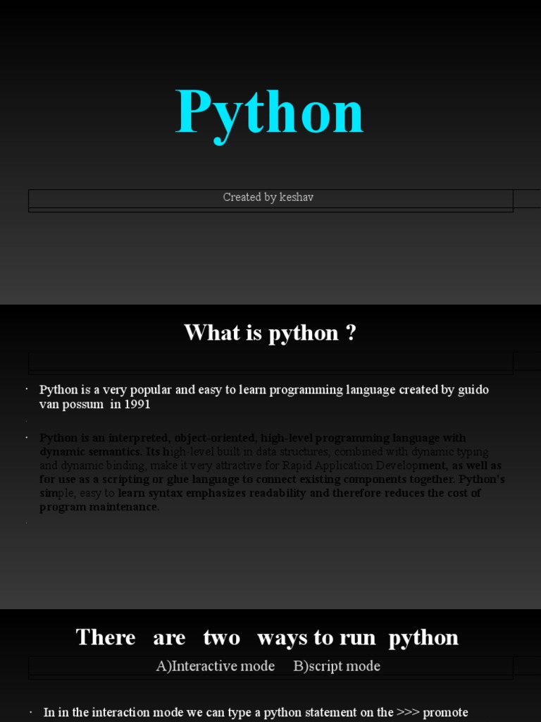 Python PPT by Keshav Gupta | PDF Python PPT by Keshav Gupta | PDF