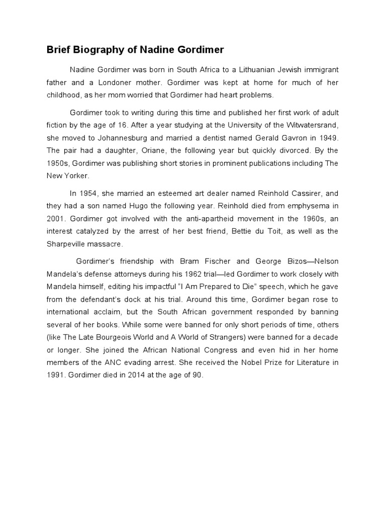 Once Upon A Time by Nadine Gordimer | PDF | Apartheid | South Africa