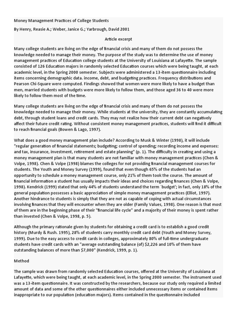 A Comprehensive Literature Review on the Importance of Financial ...