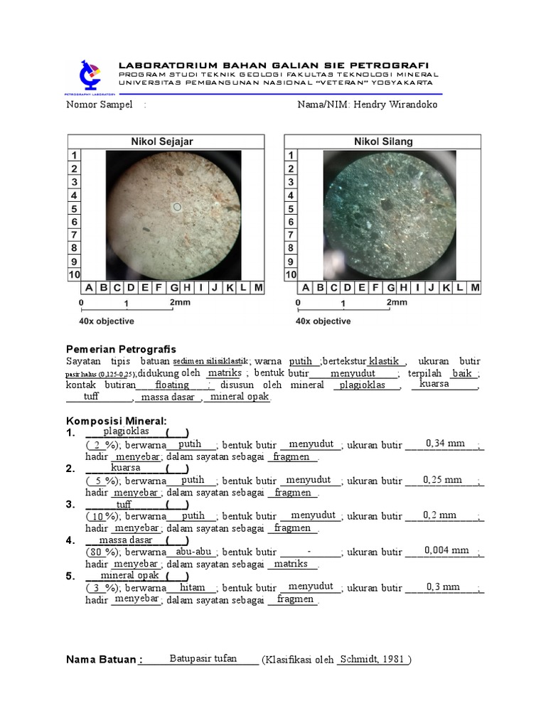 Batupasir Tufan Petrografi | PDF