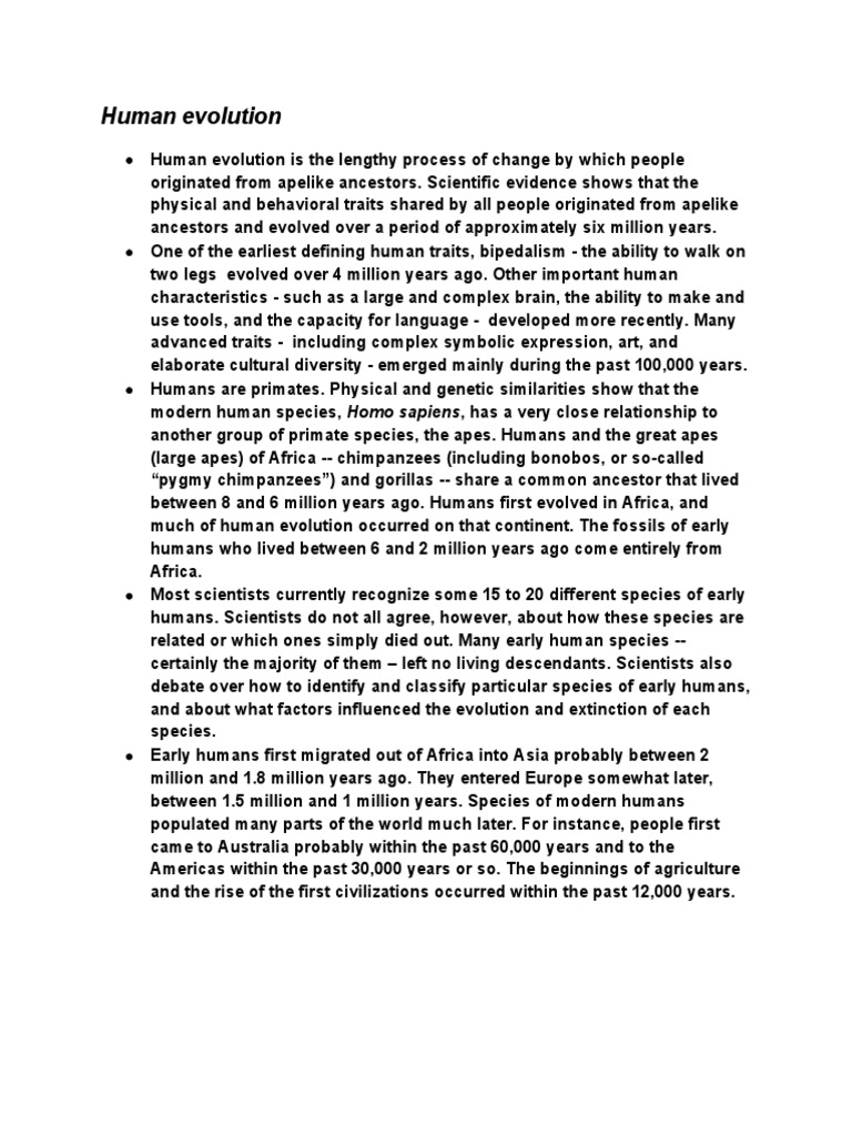 Human Evolution | PDF | Human | Human Evolution