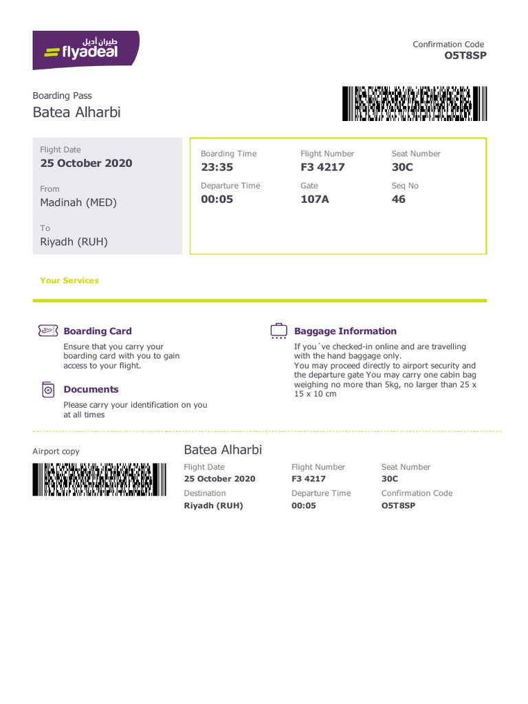 Flyadeal Boarding Pass | PDF