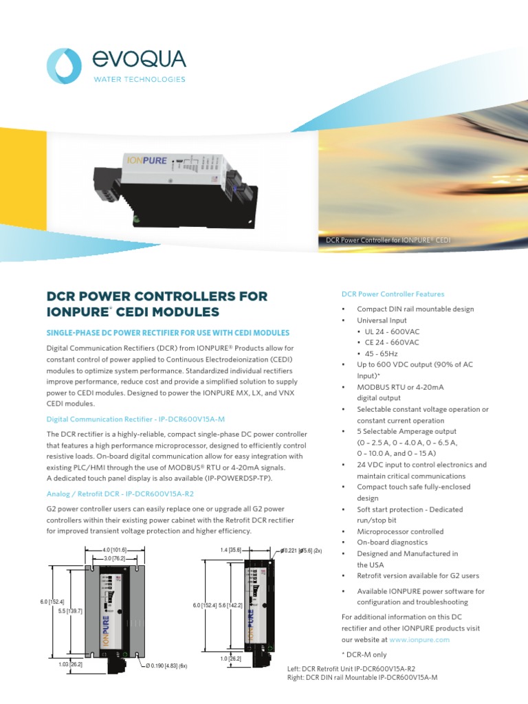 DCR Power Controllers For Ionpure Cedi Modules | PDF | Rectifier ...