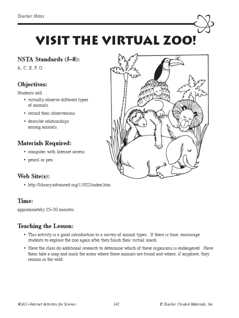 Visit The Virtual Zoo!: NSTA Standards (5-8) | PDF | Zoo