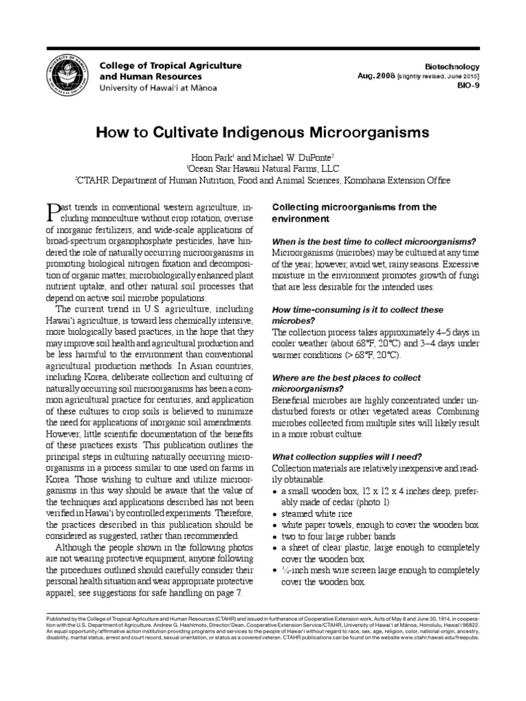 Cultivating Indigenous Microorganisms | PDF | Business