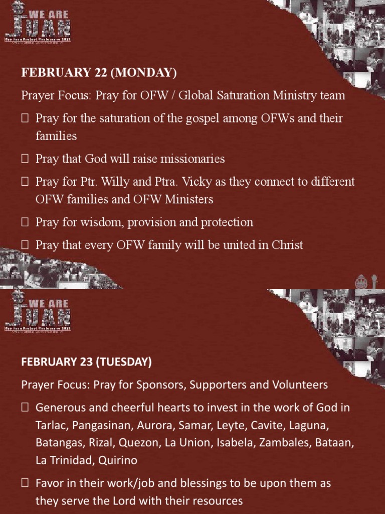 Prayer Focus Powerpoint | PDF | Prayer | Christian Denominational Families