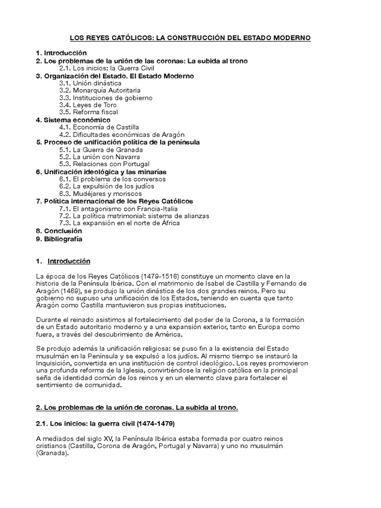 Tema 4 - Los Reyes Católicos - La Construcción Del Estado Moderno | PDF | España