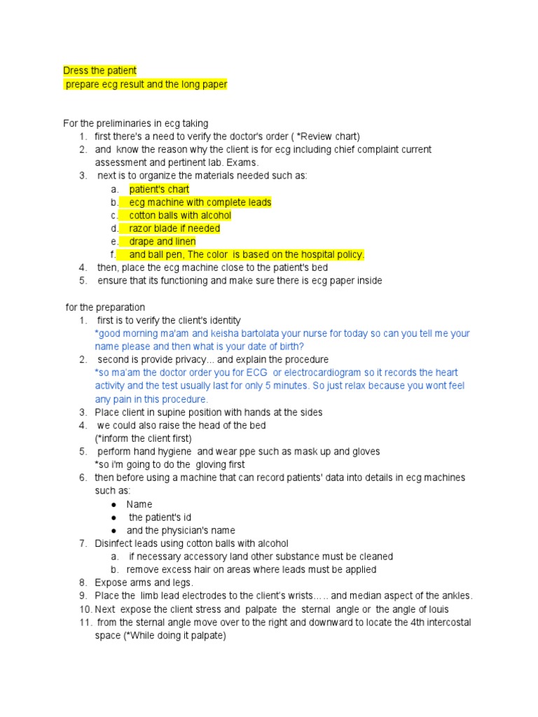 ECG Taking Checklist-Ez Version | PDF | Electrocardiography | Patient