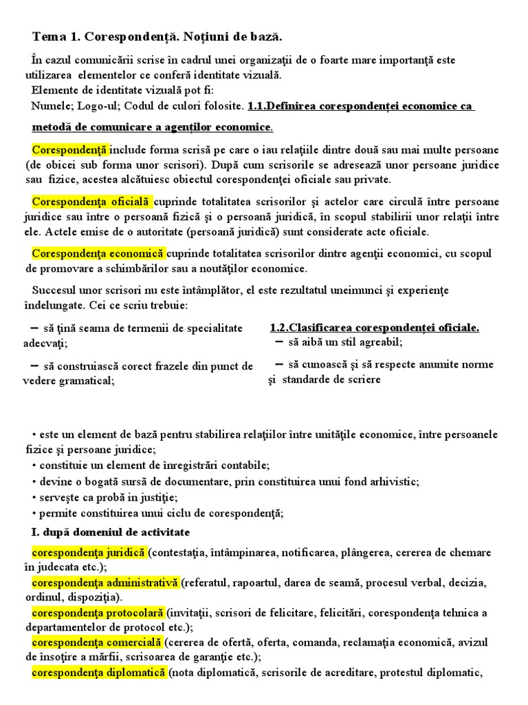 Corespondenta Economica Conspect | PDF