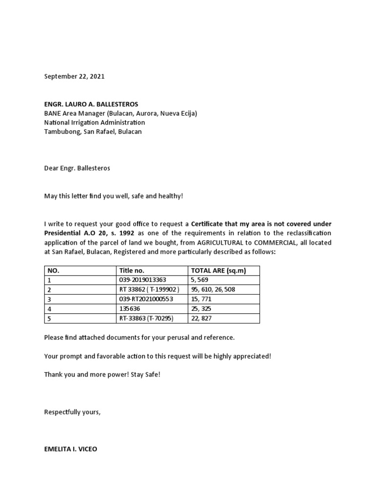 Request for NIA Non-Coverage Certificate | PDF | Home & Garden