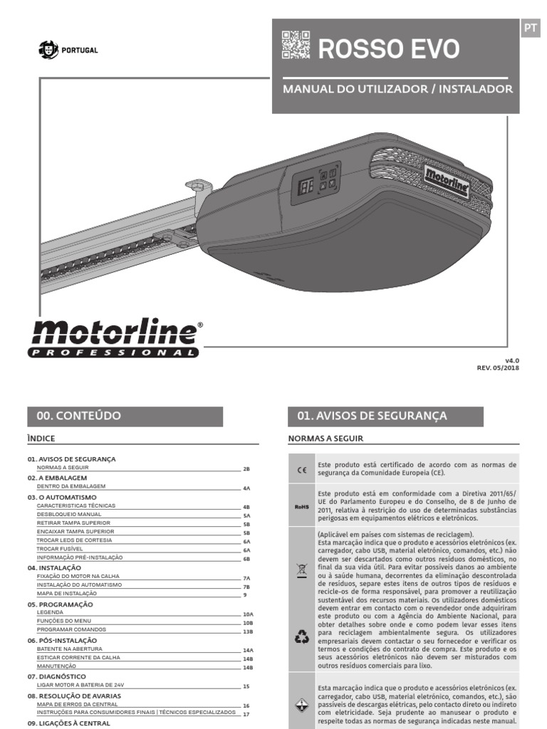 Motorline Rosso Evo Manual | PDF | Desperdício | Embalagem e rotulagem