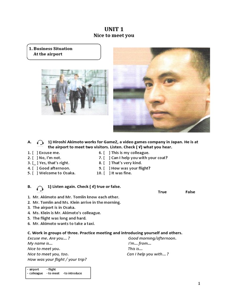 Unit 1: Nice To Meet You | PDF | Communication