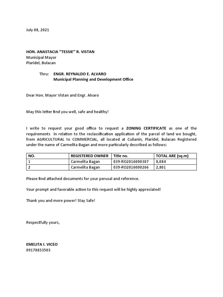 Zoning and Soil Request for Land Reclassification | PDF | Cooking, Food ...